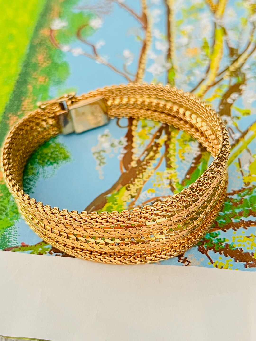 Christian Dior GROSSE 1960 Fish Ridged Woven Mesh Link Modernist ...