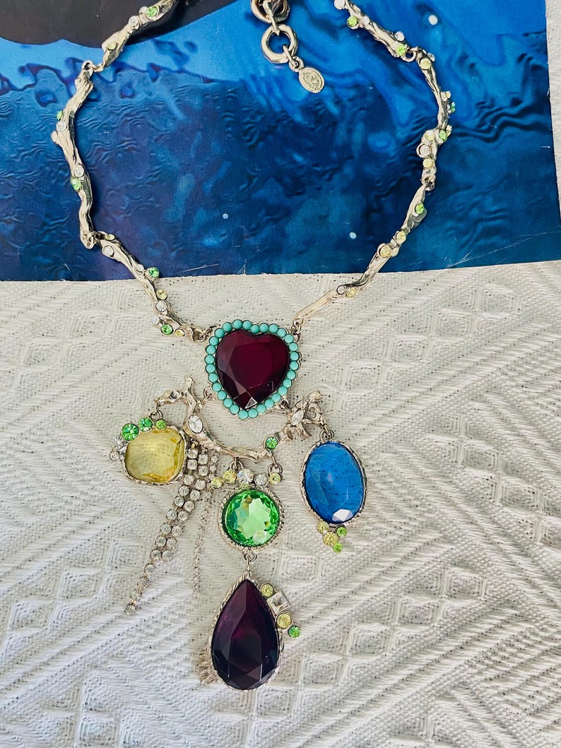 Christian Lacroix Ruby Heart Turquoise Emerald Sapphire Tassel Long ...