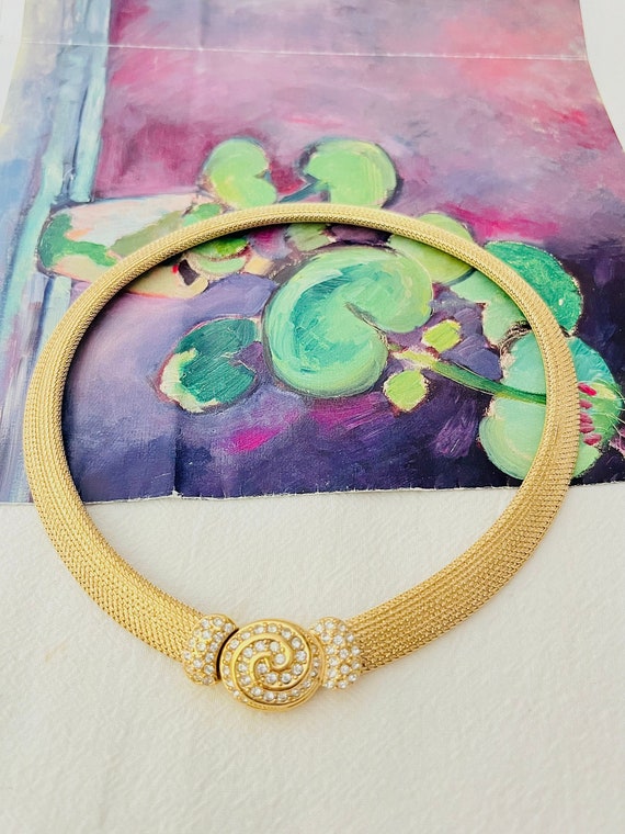 Christian Dior Vintage 1980 Swirl Oval Crystal Button… - Gem