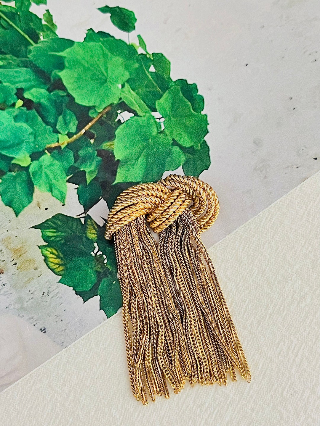 Christian Dior GROSSE 1965 Vintage Knot Bow Tie Double Tassel Rope Drop ...