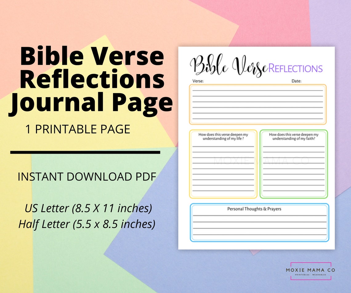 Bible Verse Reflection Journal Page Scripture Journaling PDF Instant ...