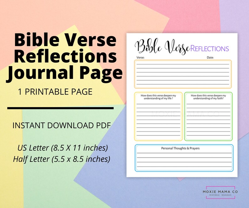 Bible Verse Reflection Journal Page Scripture Journaling PDF Instant ...