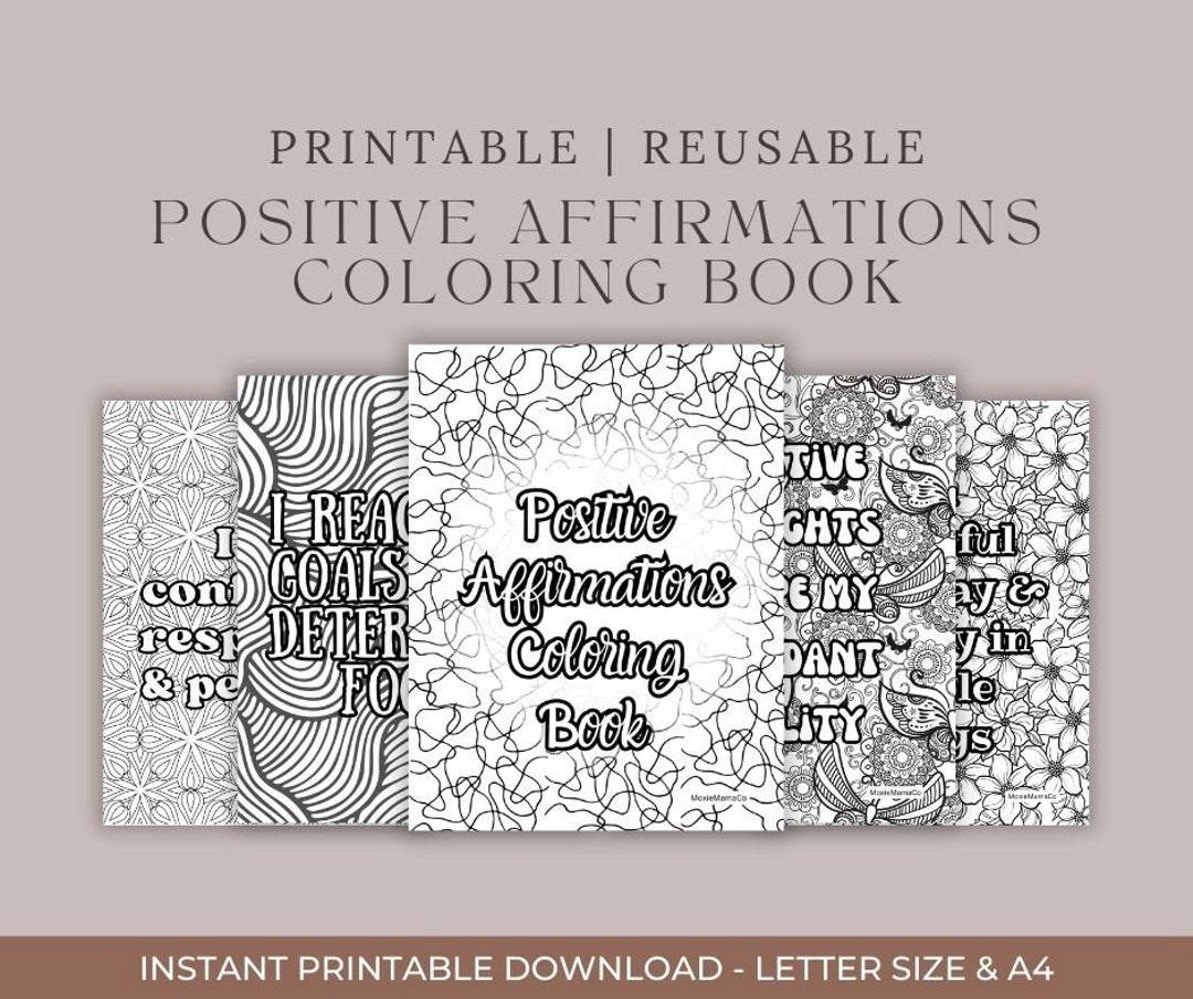 Positive Affirmations Coloring Book 10 Daily Inspirations - Etsy