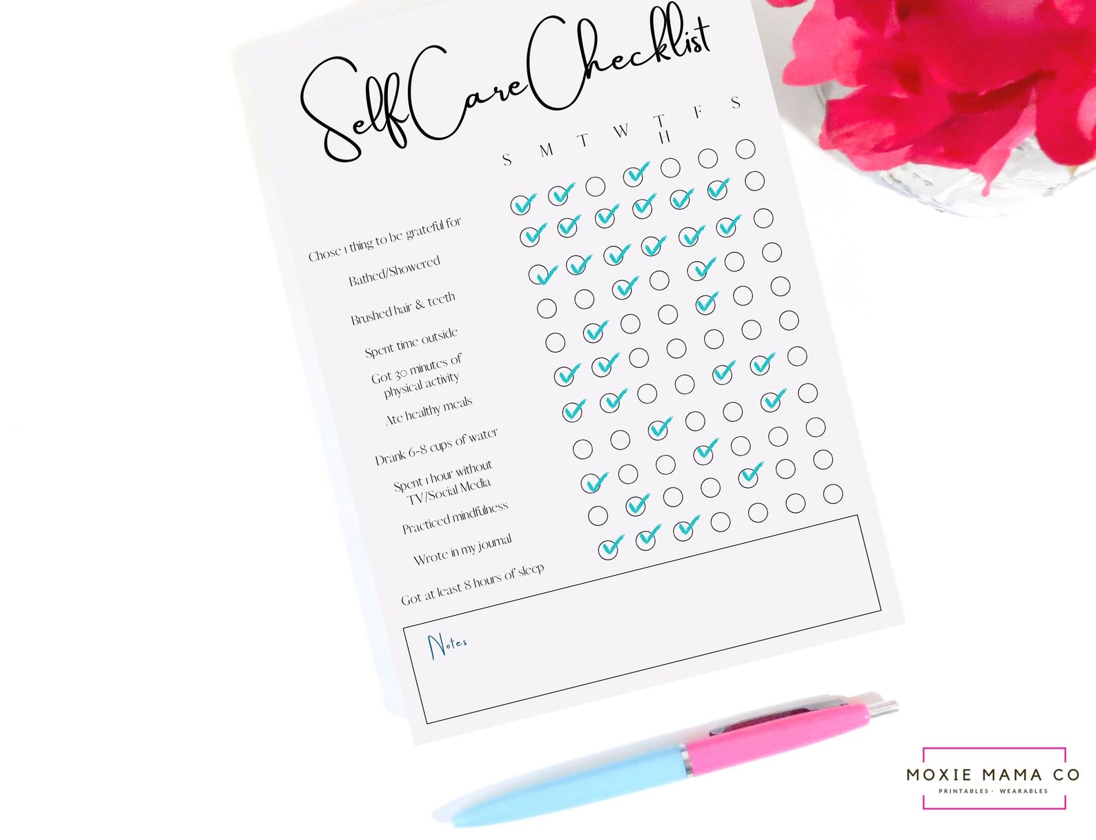 Grey and Black Self Care Checklist Instant Download PDF - Etsy