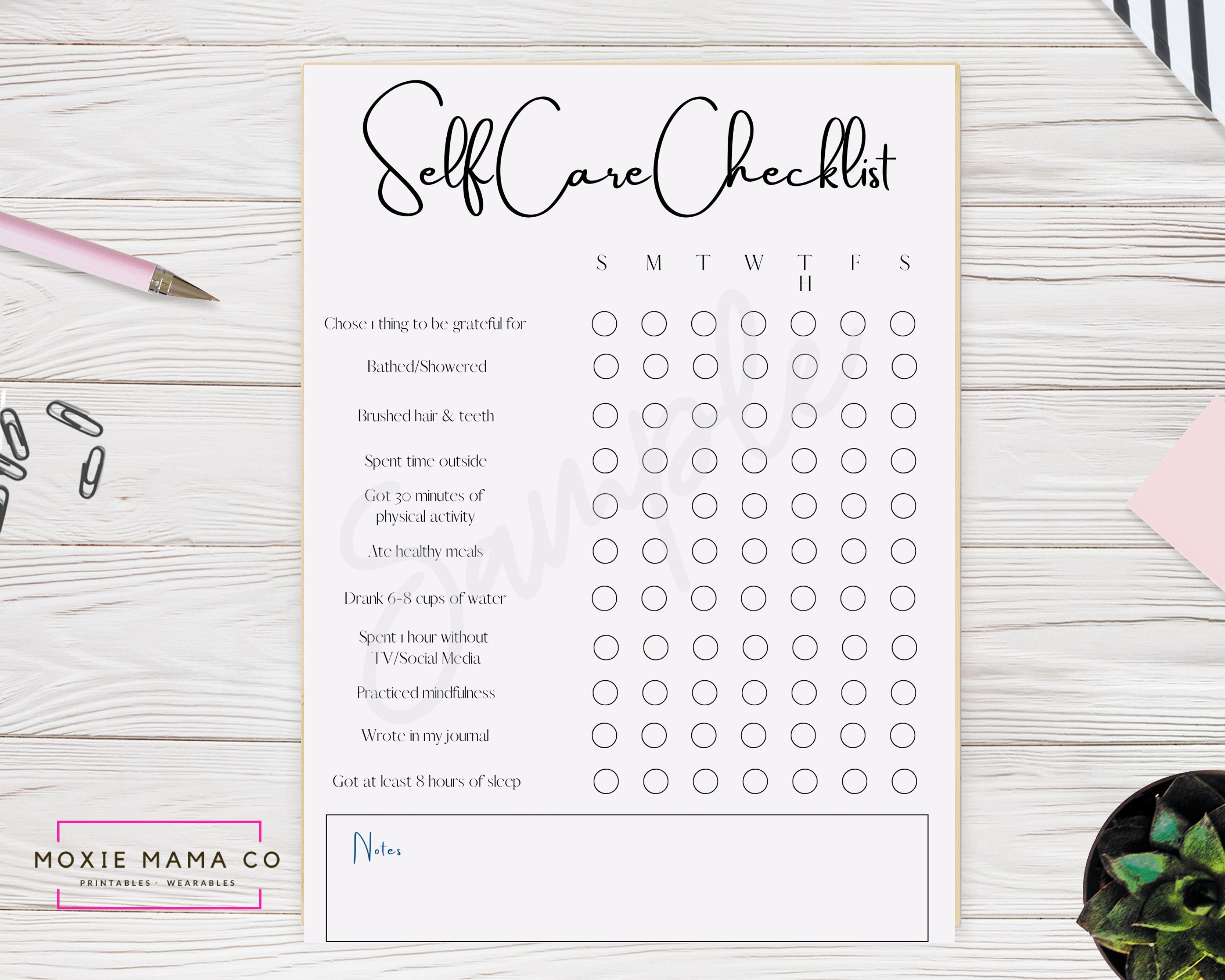 Grey and Black Self Care Checklist Instant Download PDF - Etsy