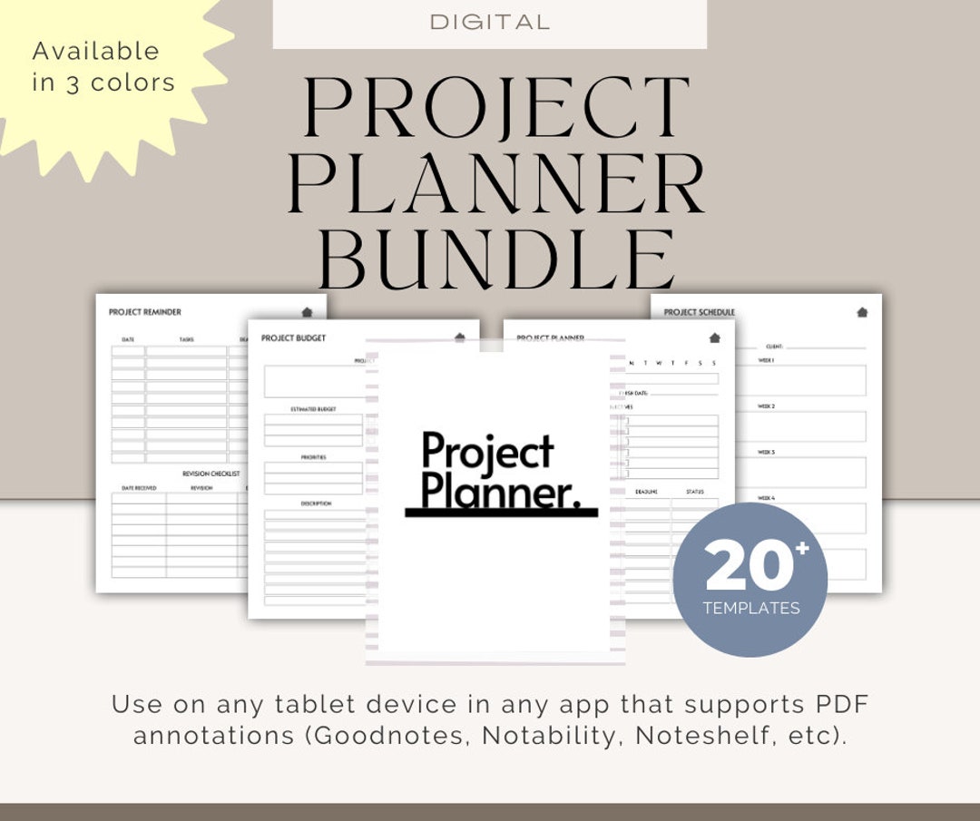 Project Planner Bundle, Digital Template Pages, Project Management ...