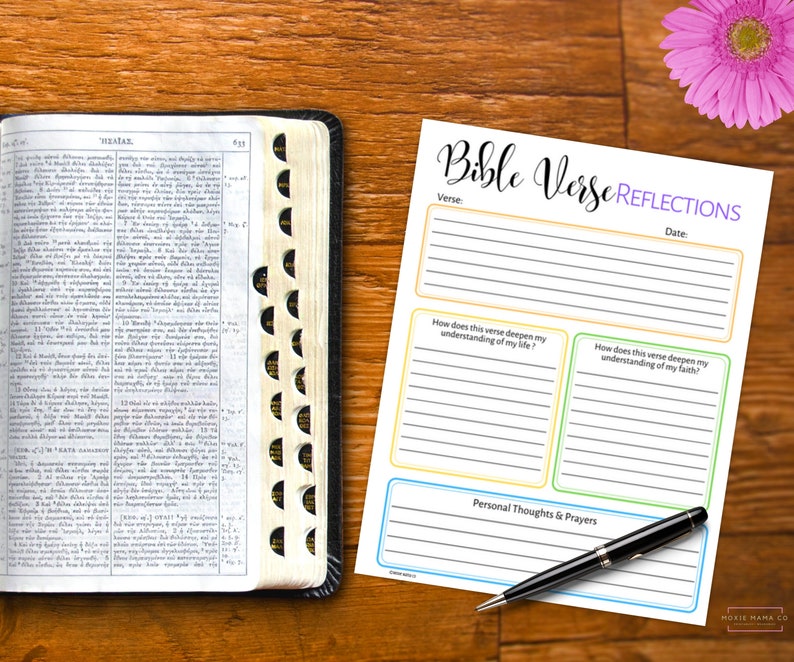 Bible Verse Reflection Journal Page Scripture Journaling PDF Instant ...