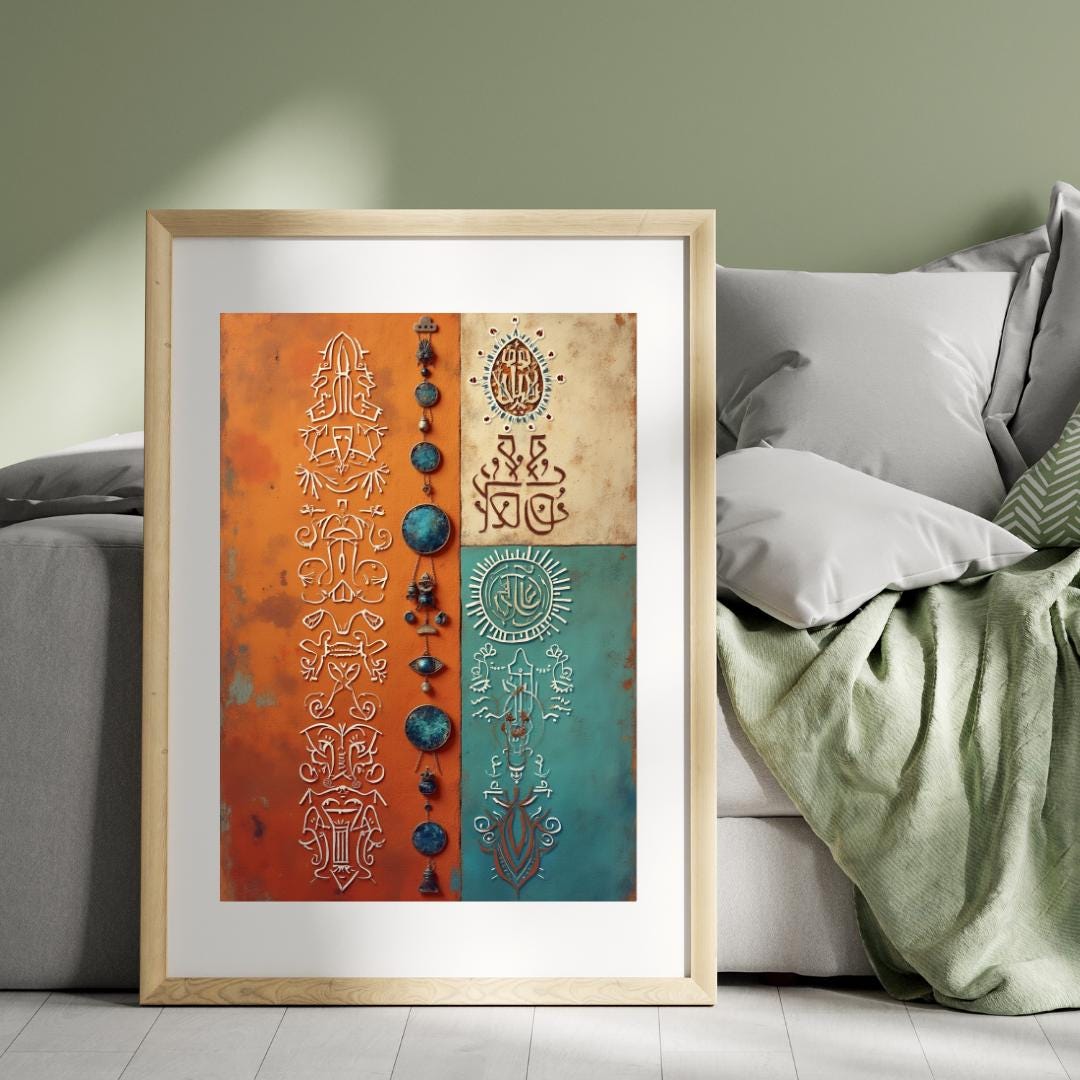 Amazigh Berber Symbols, Moroccan Tribal Print, Minimalist Boho Wall Art ...