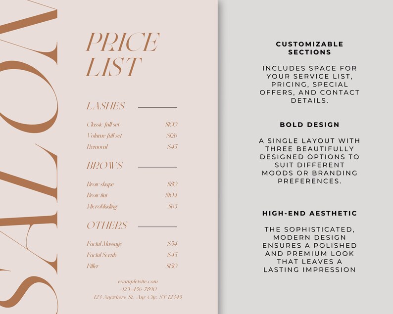 DIY Salon Price List Template | Editable Canva Design | Fully ...
