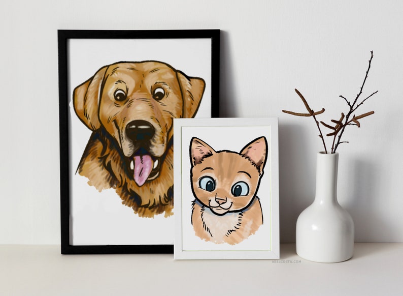 Digital Pet Portrait Pet Portrait Digital Art Pet - Etsy