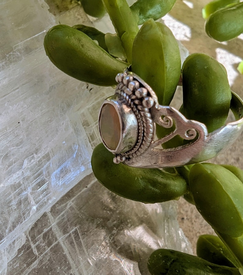Opal and Sterling Silver Filigree Ring Size 6.5 - Etsy