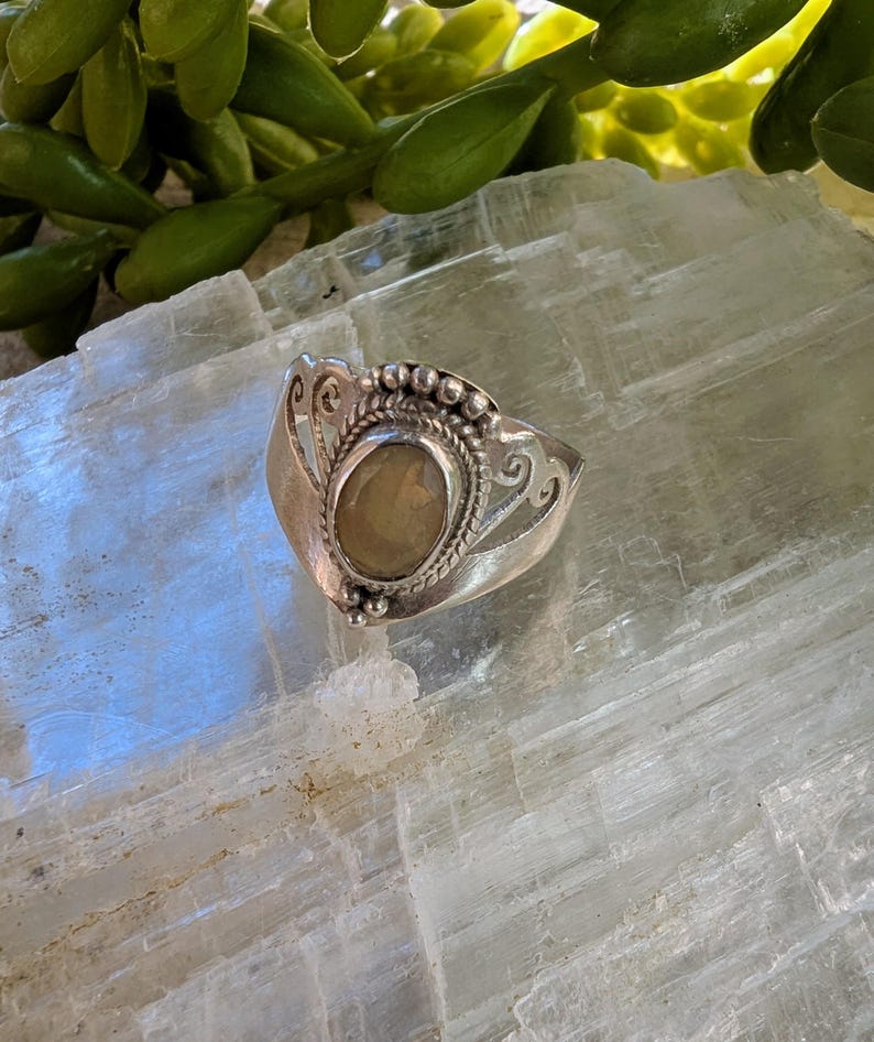 Opal and Sterling Silver Filigree Ring Size 6.5 - Etsy