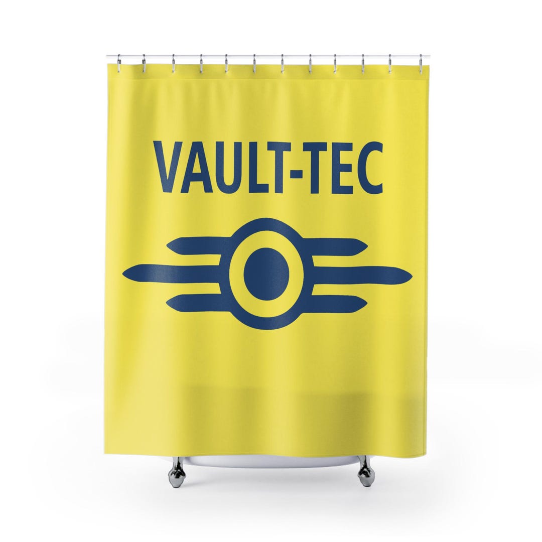 Vault-tec Yellow Shower Curtain – 71"x74" Gamer Bathroom Decor – 12 ...