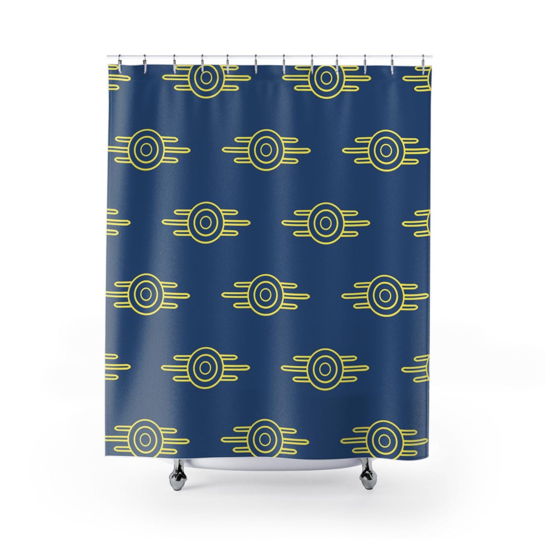 Vault-tec Blue Shower Curtain – 71"x74" Gamer Decor – 12 Hook Holes ...