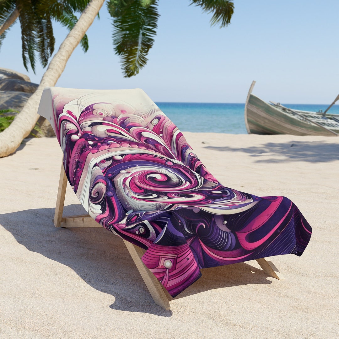 Beach Towel Pink and Purple Swirl Design Standard Size 30 X 60 and ...
