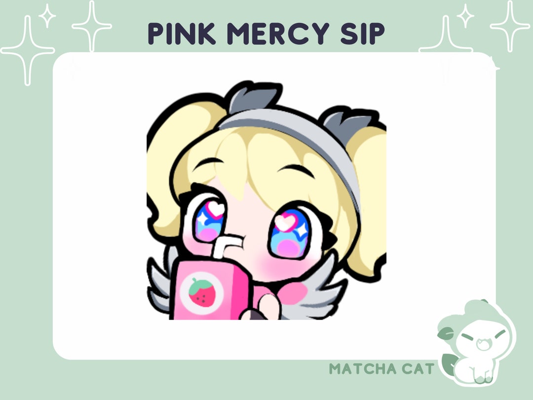 Pink Mercy Sip Emote for Streaming on Twitch and Discord Cute Overwatch ...