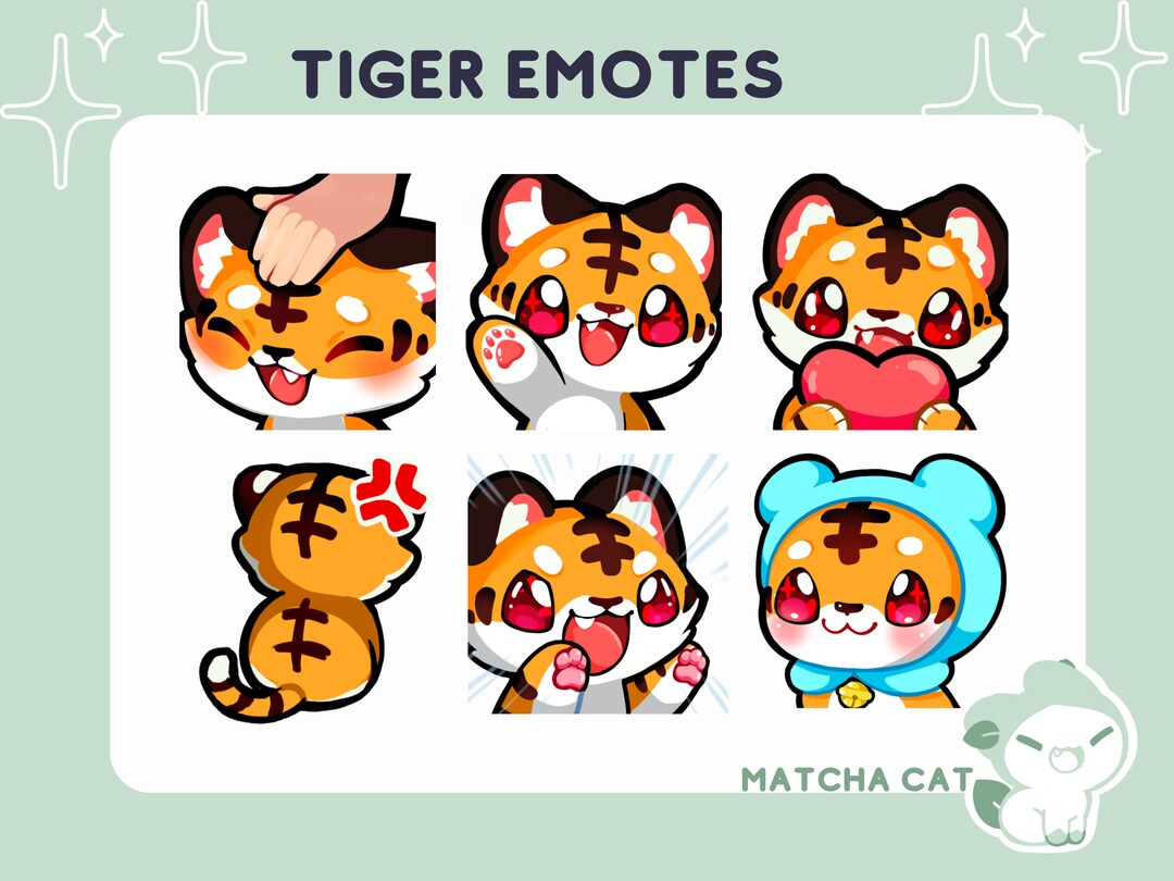 Kawaii Tiger Emote Bundle / 6 Cute Emotes for Streaming on Twitch ...