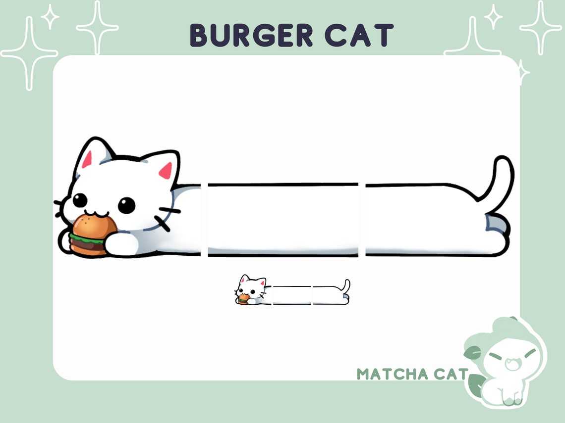 Burger Cat 3 Part Emote / Cute Emote for Streaming on Twitch - Etsy