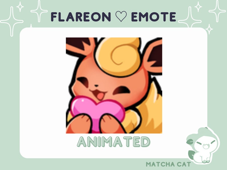 ANIMATED Flareon Heart Emote / Cute Pokemon Anime Emote for Streaming ...