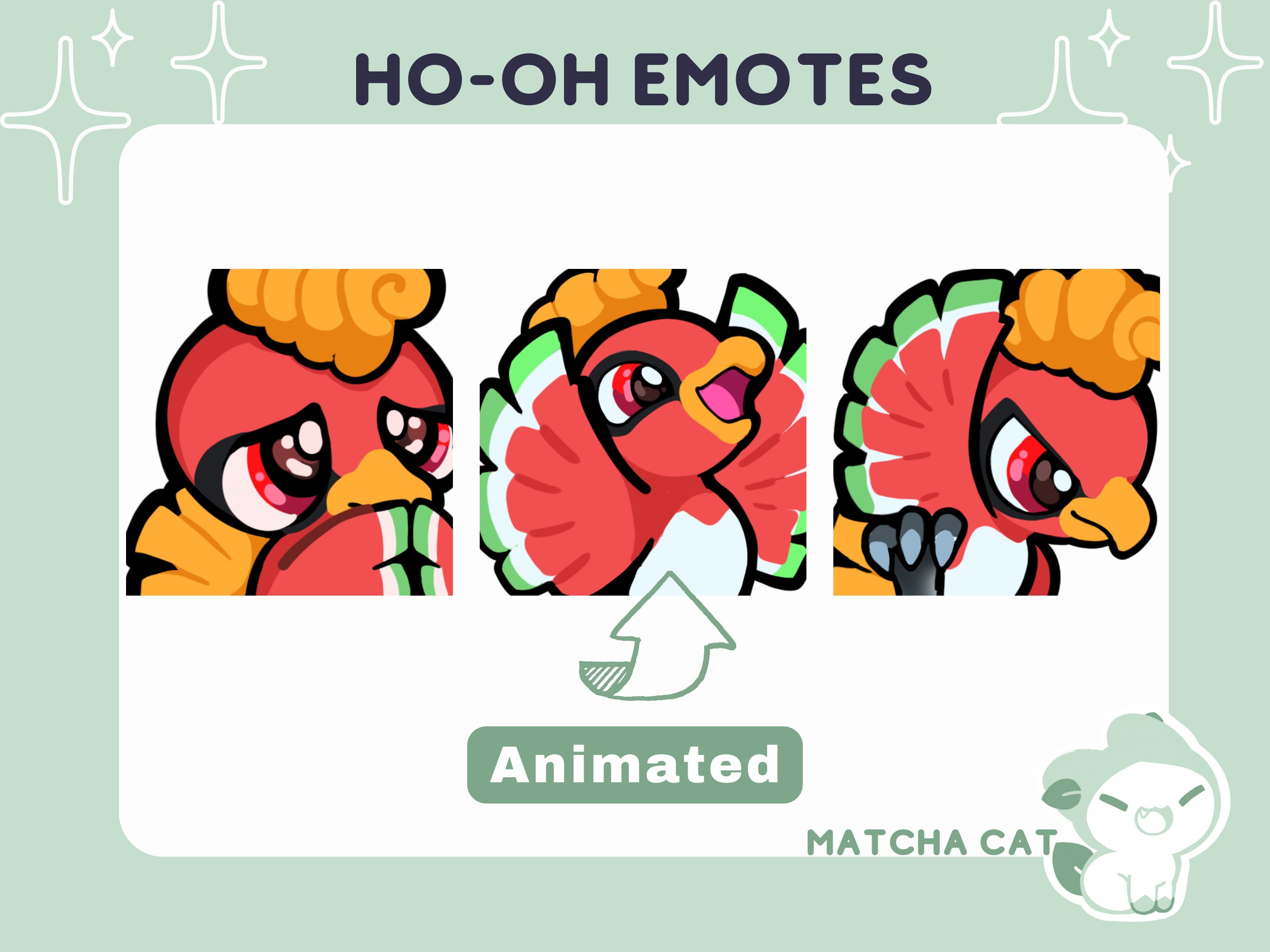 Ho-oh Emote Bundle / Cute Pokemon Emotes for Streaming on Twitch ...
