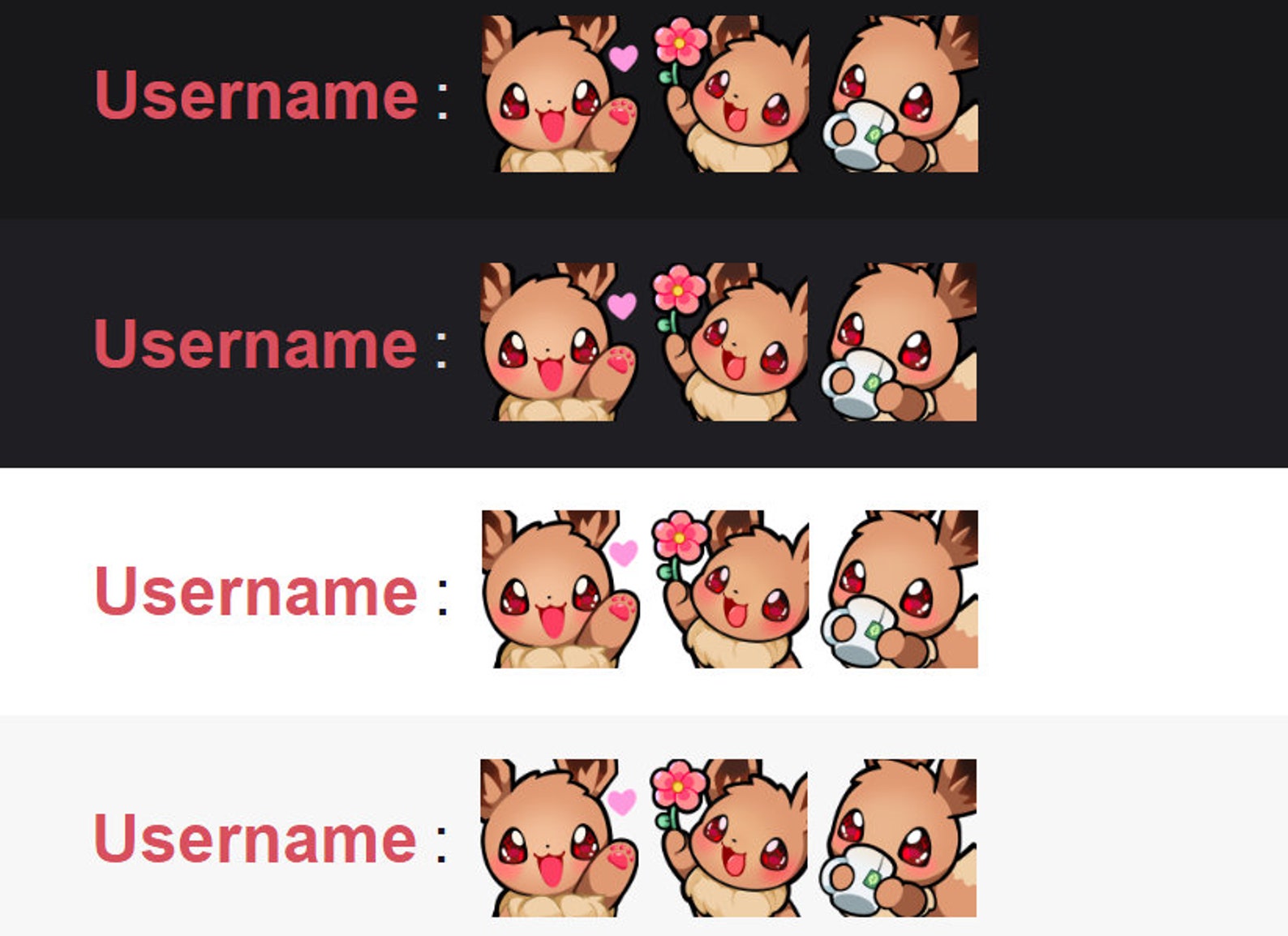 Eevee Pokemon Emote Bundle / Cute Emotes for Streaming on Twitch and ...