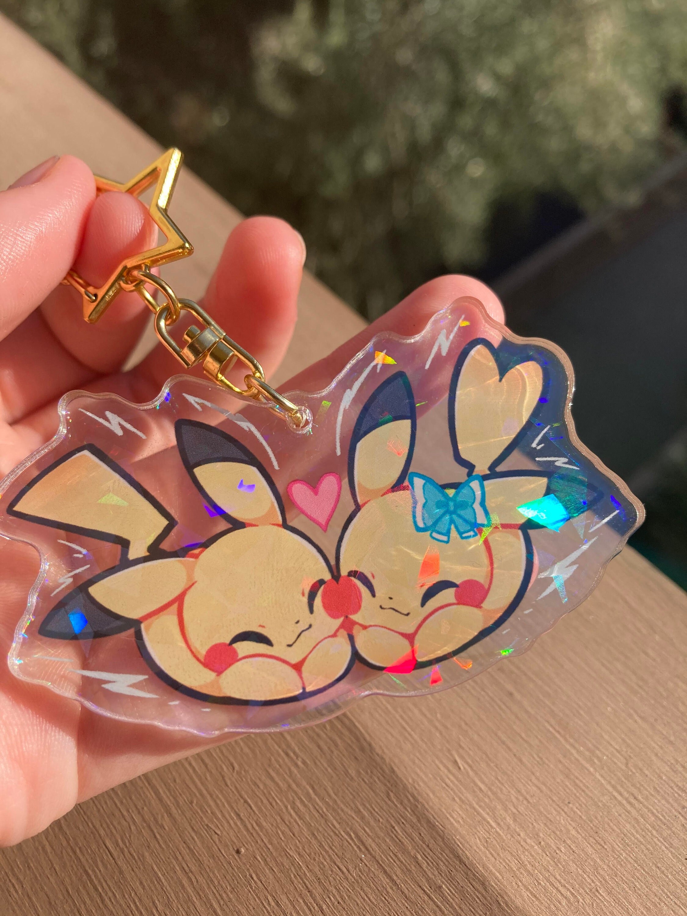 Cute Pikachu Acrylic Keychain / Double Sided Holographic - Etsy