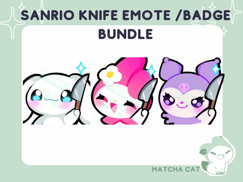 Kawaii Knife Emote Bundle / Cute Emotes for Streaming on Twitch and ...
