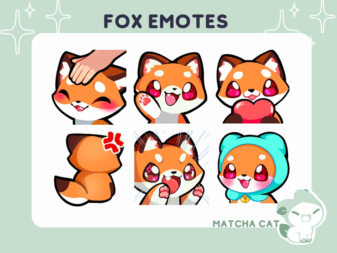 Kawaii Fox Emote Bundle / 6 Cute Emotes for Streaming on Twitch Youtube ...