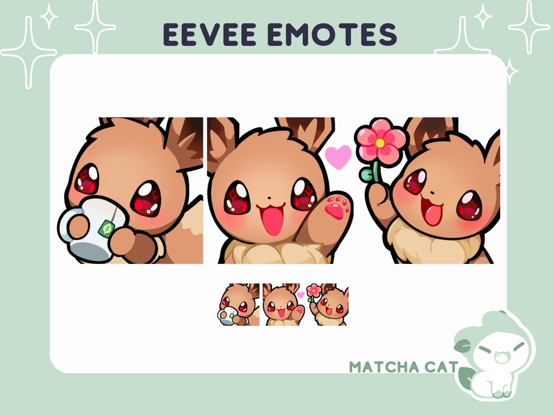 Eevee Pokemon Emote Bundle / Cute Emotes for Streaming on Twitch and ...