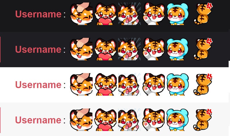 Kawaii Tiger Emote Bundle / 6 Cute Emotes for Streaming on Twitch ...