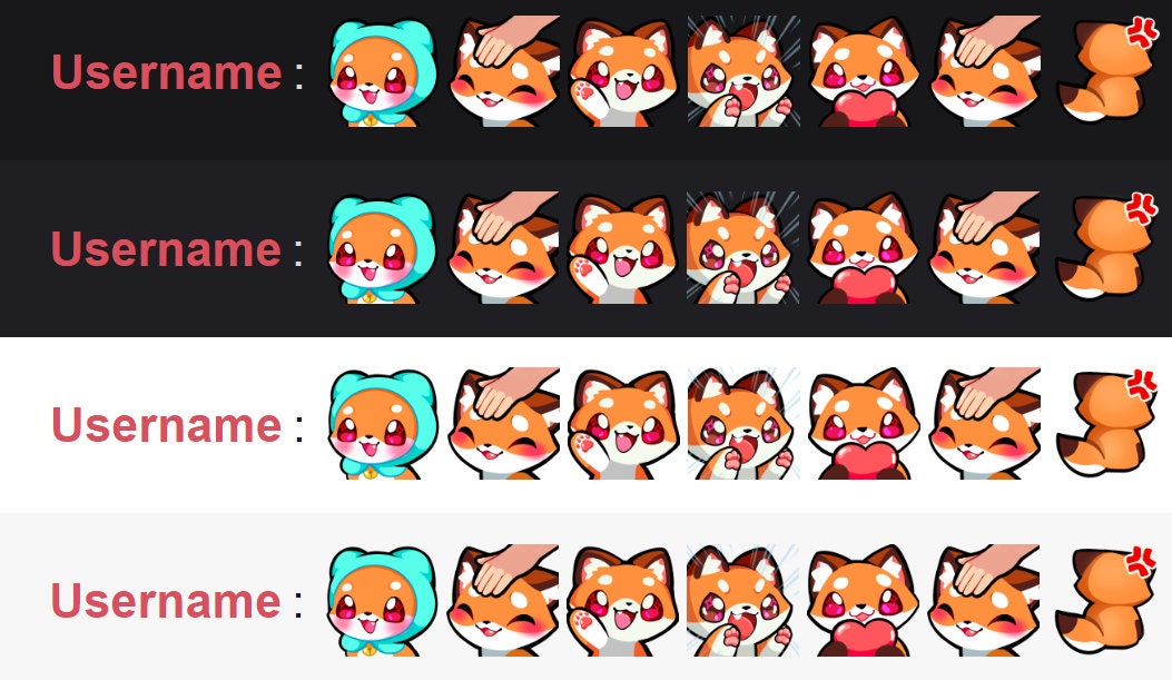 Kawaii Fox Emote Bundle / 6 Cute Emotes for Streaming on Twitch Youtube ...