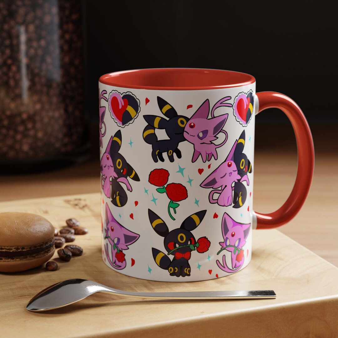Poke Valentines Day Espie and Umbie Mug / Kawaii Poke Gift / Gamer Home ...