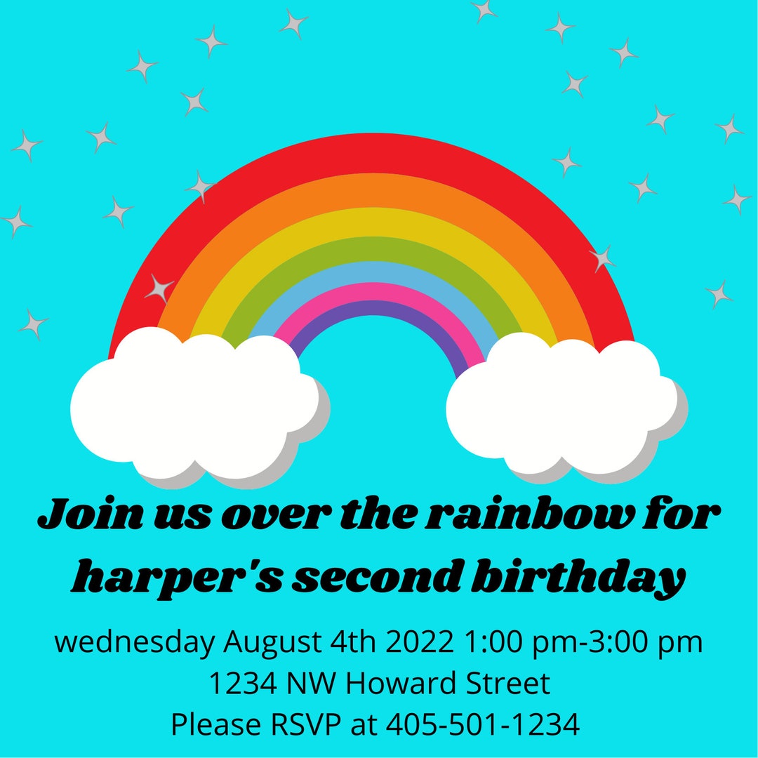 Rainbow Party Invitation - Etsy
