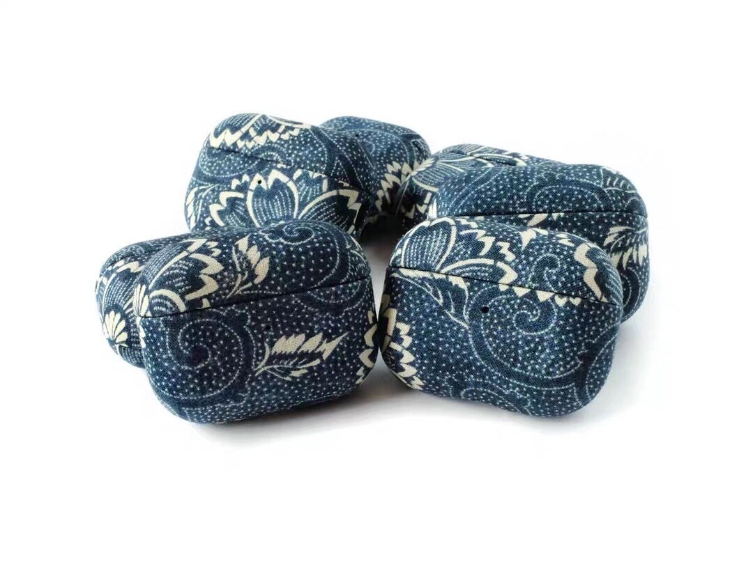 Japanese Handmade Traditional Blue Patchwork Kofu Kasuri Fabric Airpods ...