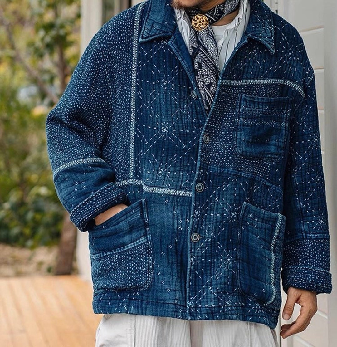 Japanese Indigo Blue Organic Plant Hand Dyed Hand-stitched Sashiko ...