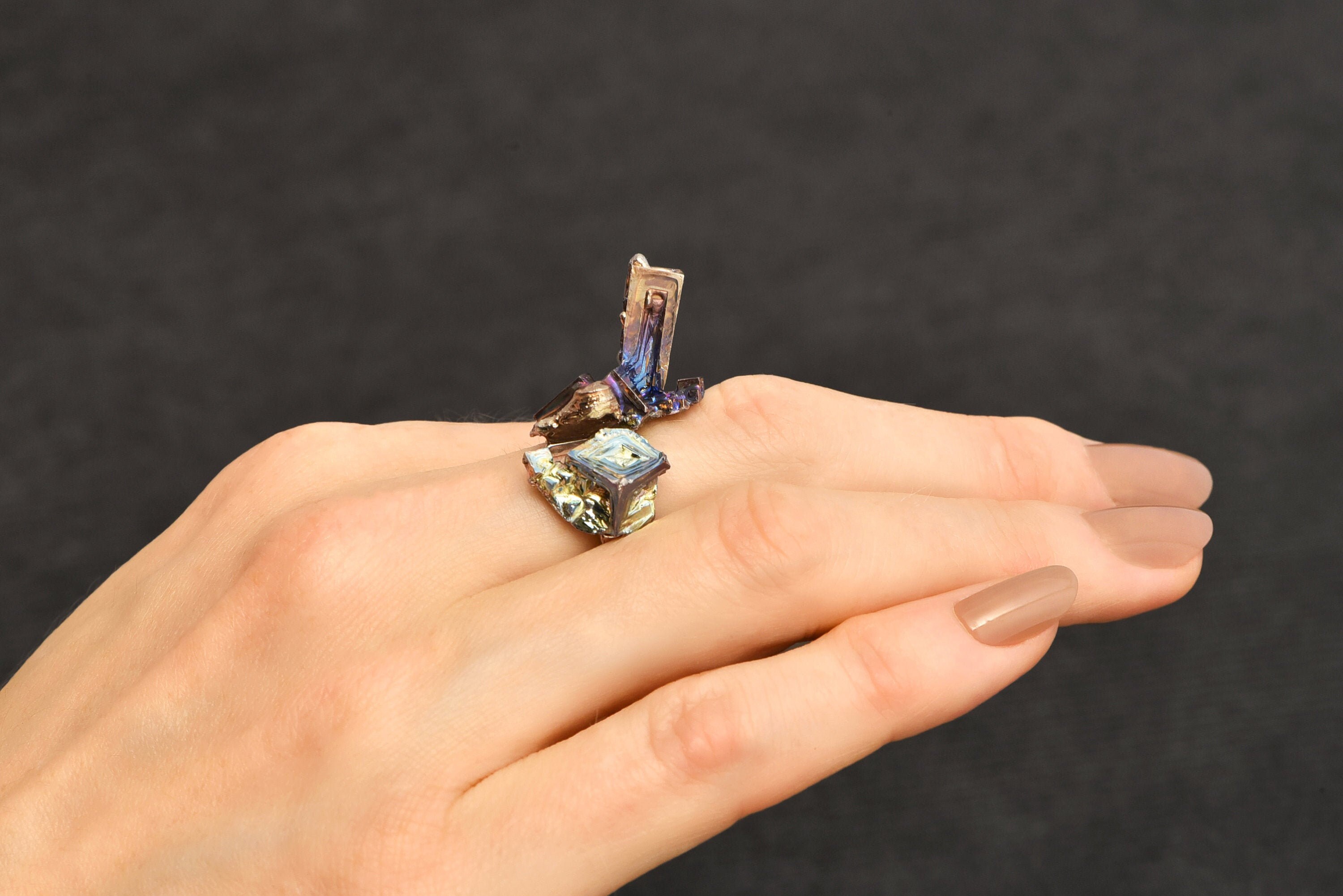 Abstract Tower-statement Cocktail Ring. Unique Crystals Made From ...