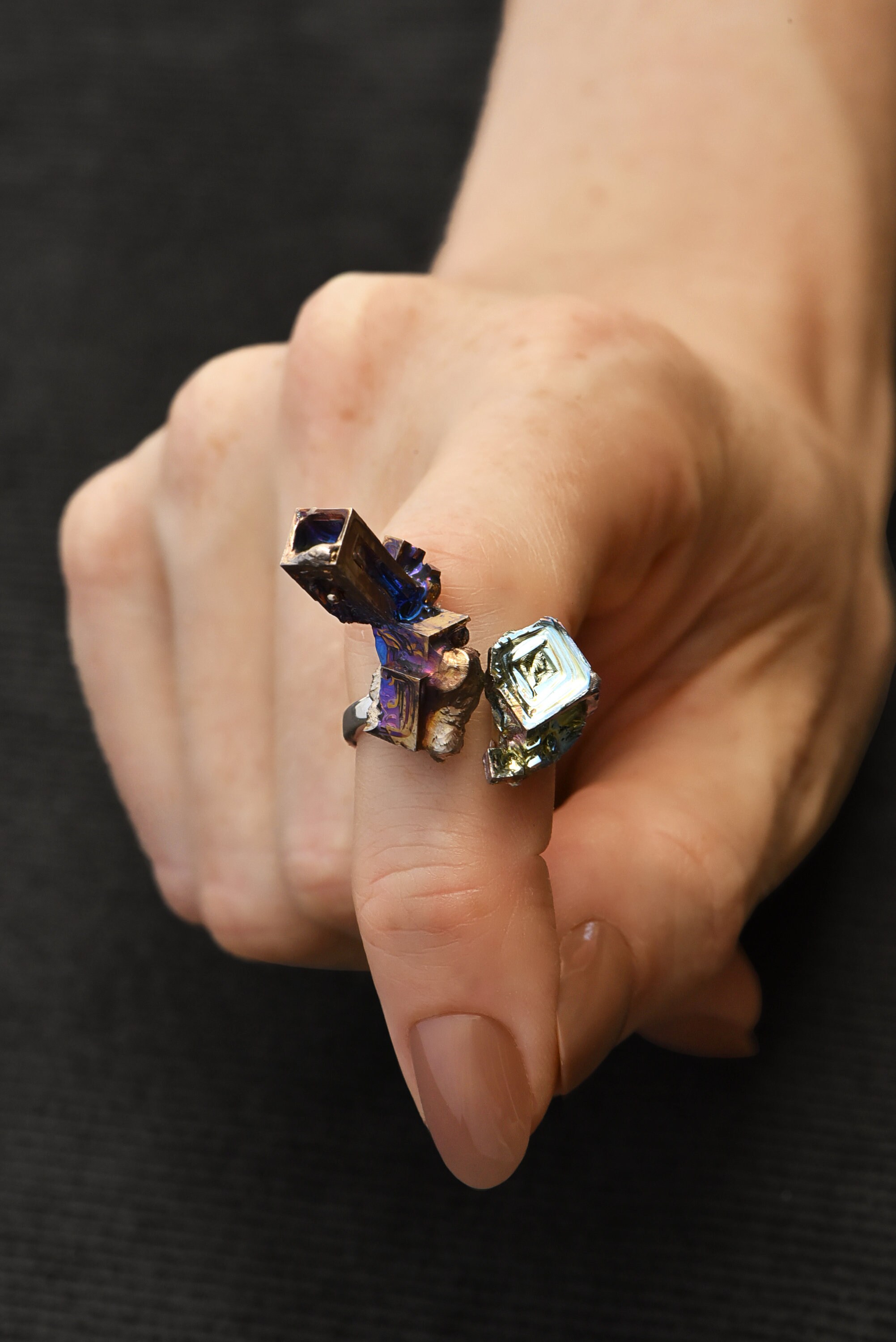 Abstract Tower-statement Cocktail Ring. Unique Crystals Made From ...