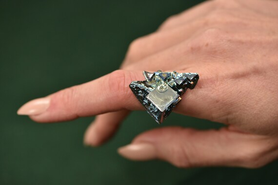 Light Blue Play Statement Cocktail Ring. Unique Crystals From | Etsy