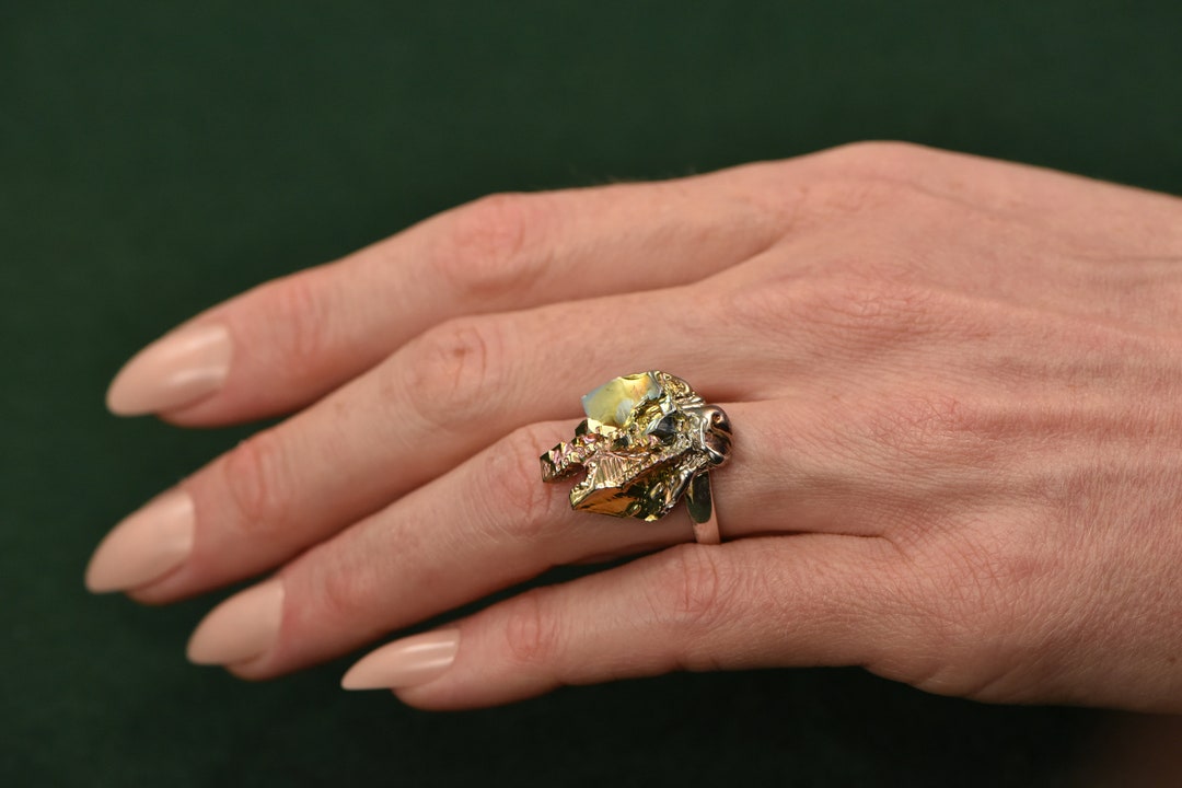 Pink Amulet Statement Cocktail Ring. Unique Crystals Made - Etsy