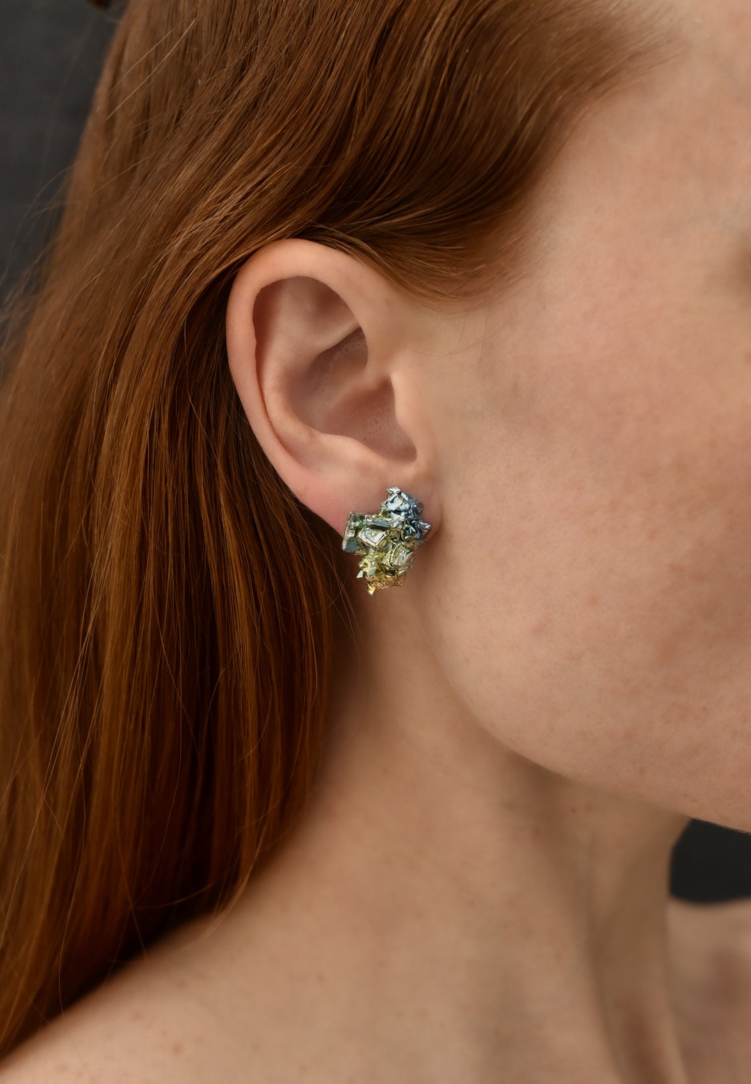 Blue Green Ombre Asymmetrical Earrings. Unique Crystals Made From ...