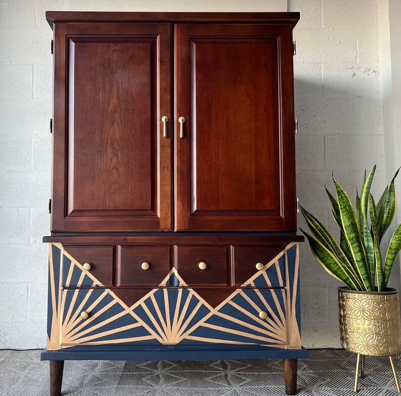 SOLD Bar Cabinet Art Deco Inspired - Etsy