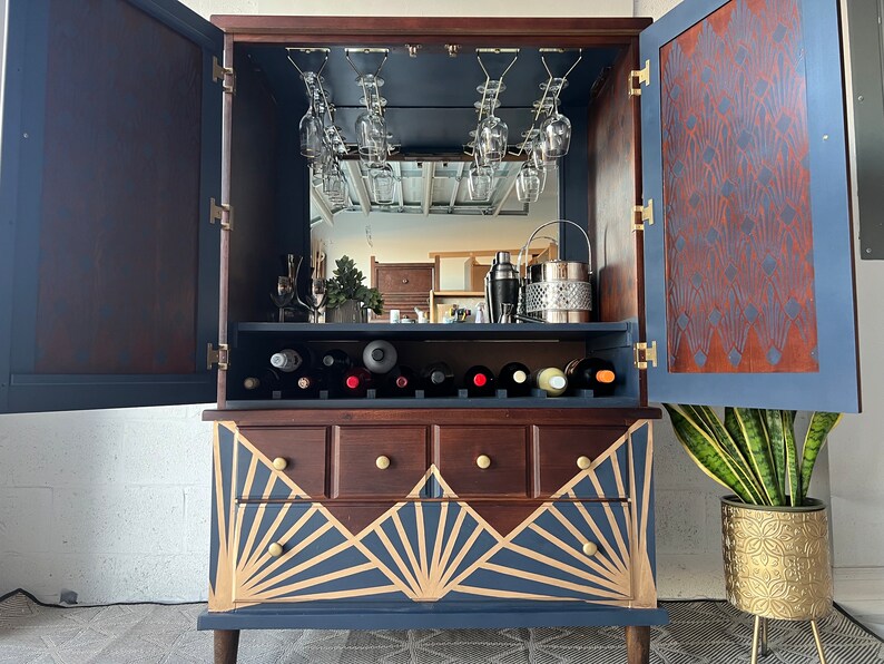 SOLD!! Bar Cabinet Art Deco Inspired - Etsy