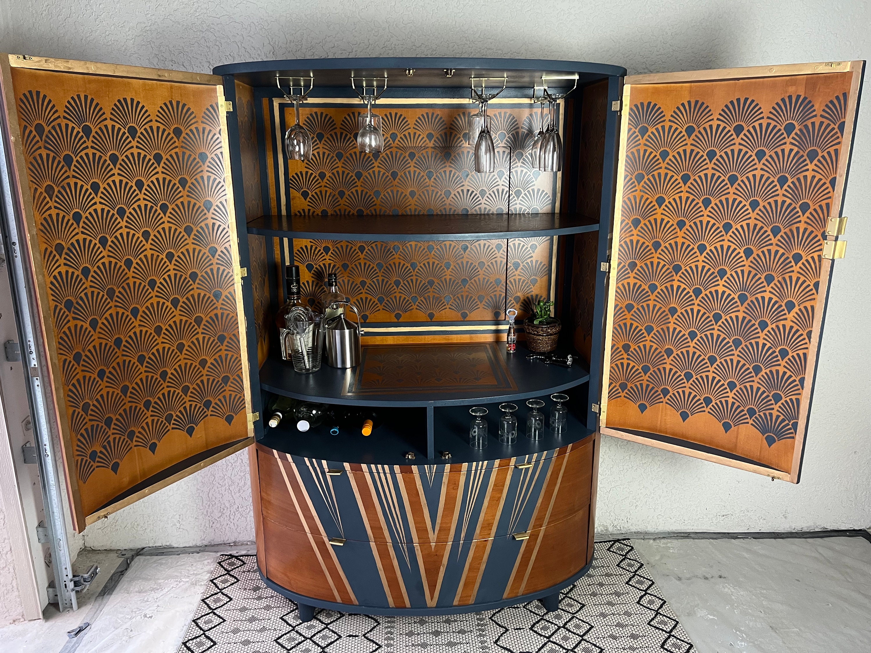 SOLD!! Bar Cabinet Inspired by Art Deco - Etsy