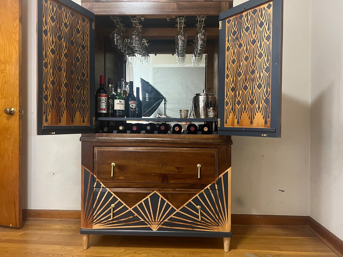 Bar Cabinet Inspired by Art Deco SOLD - Etsy