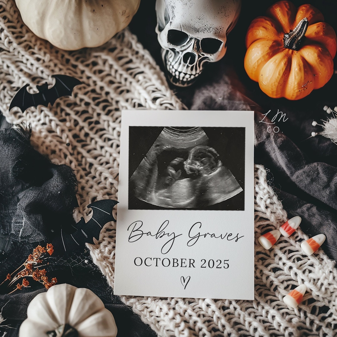 Halloween Pregnancy Announcement Digital, Pumpkins, Editable Social ...