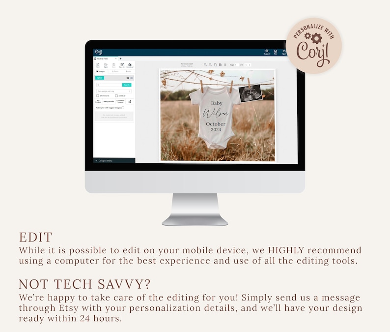 Neutral Pregnancy Announcement Digital, Spring Announcement, Editable ...