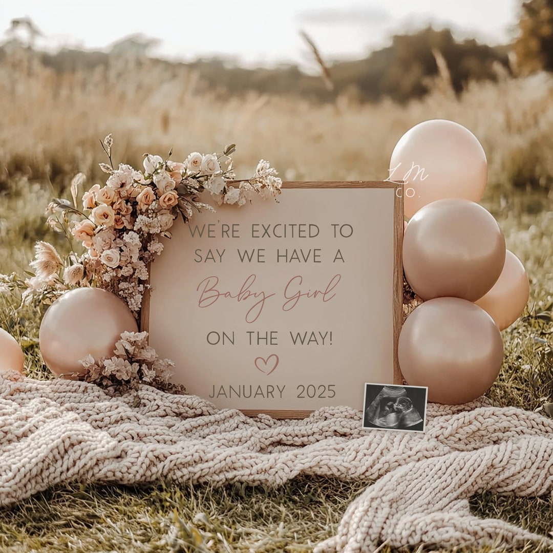 It's a Girl Pregnancy Announcement Digital, Little Sister Announcement ...