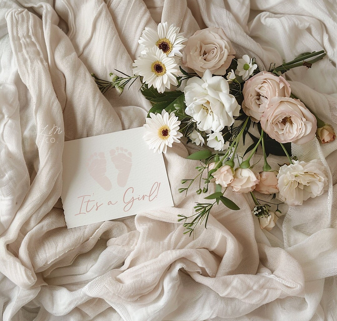 It's a Girl Pregnancy Announcement Digital, Spring Announcement ...