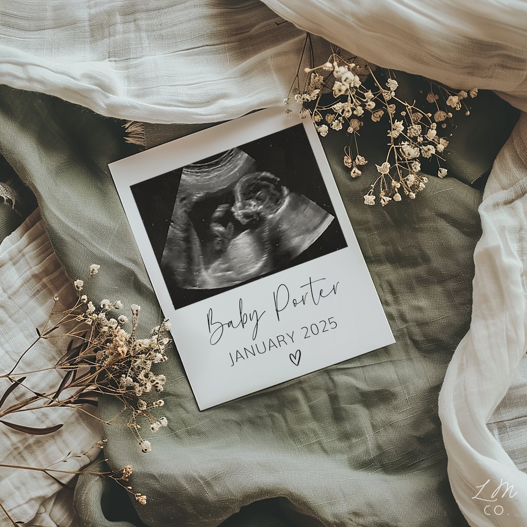 Neutral Pregnancy Announcement Digital, Spring Announcement, Editable ...