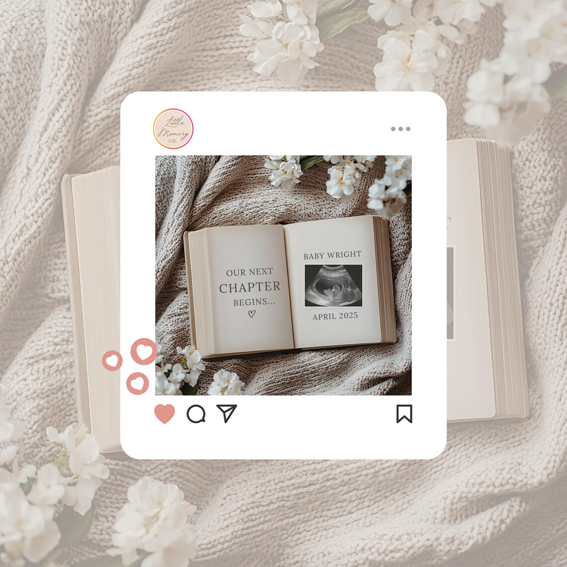 Book Pregnancy Announcement Digital, Neutral Announcement, Editable ...